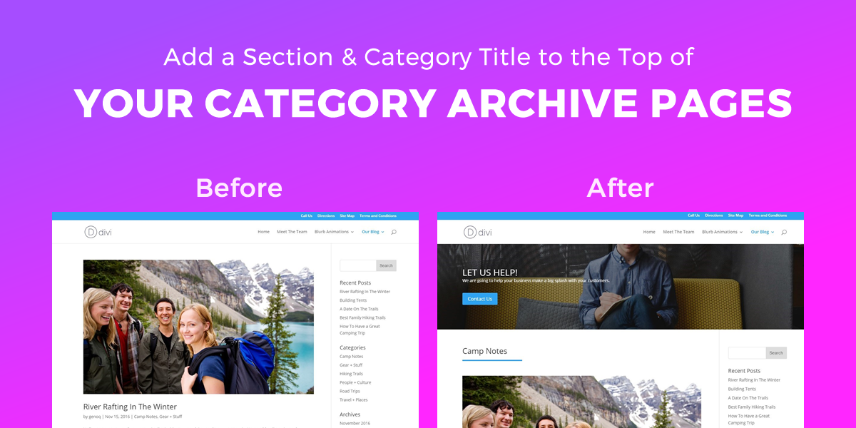 Add a Section and Category Title to the Top of your Category Pages