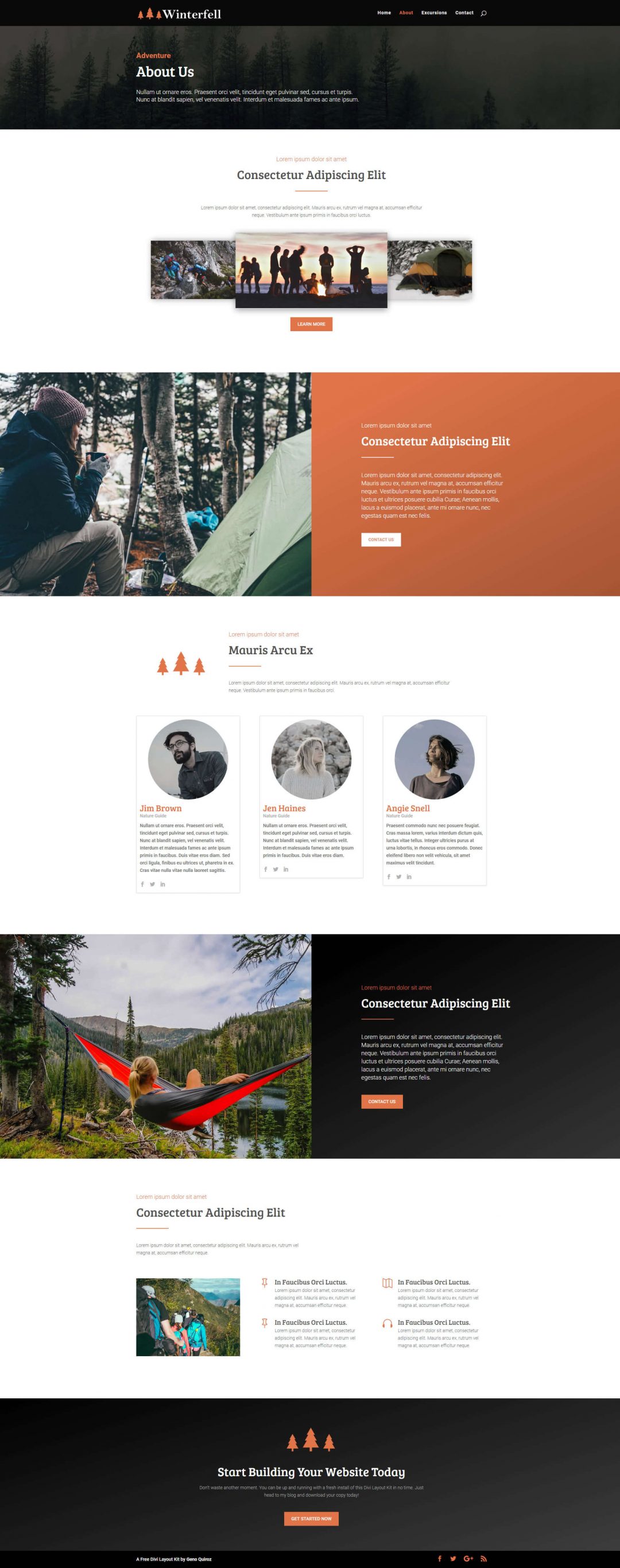 Winterfell | A Divi Layout Pack For Outdoor Enthusiasts | Quiroz.co
