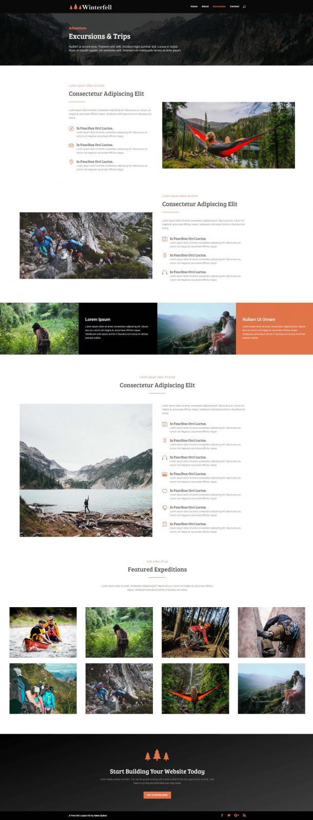 Winterfell | A Divi Layout Pack For Outdoor Enthusiasts | Quiroz.co